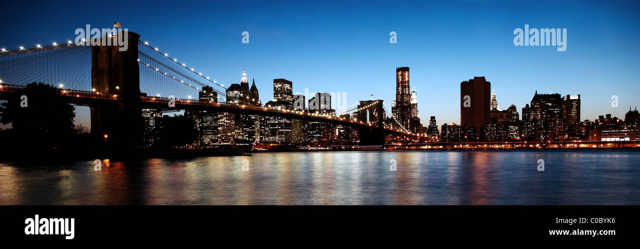 Historic Brooklyn Bridge in New York in high contrast color Stock Photo ...