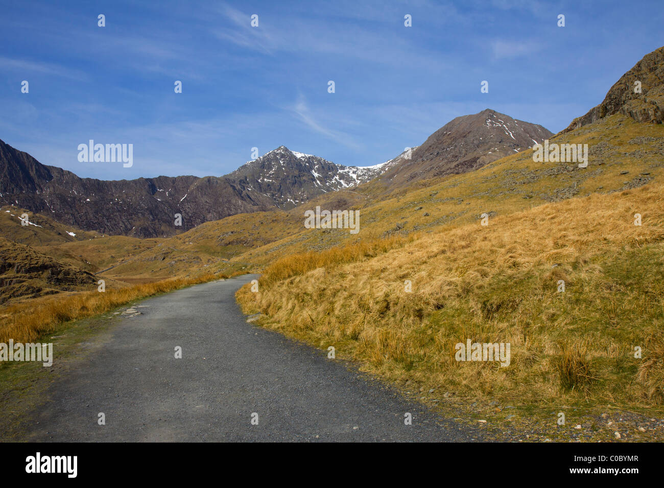 The miners track, one of the paths up to the summit of Mount Snowdon ...