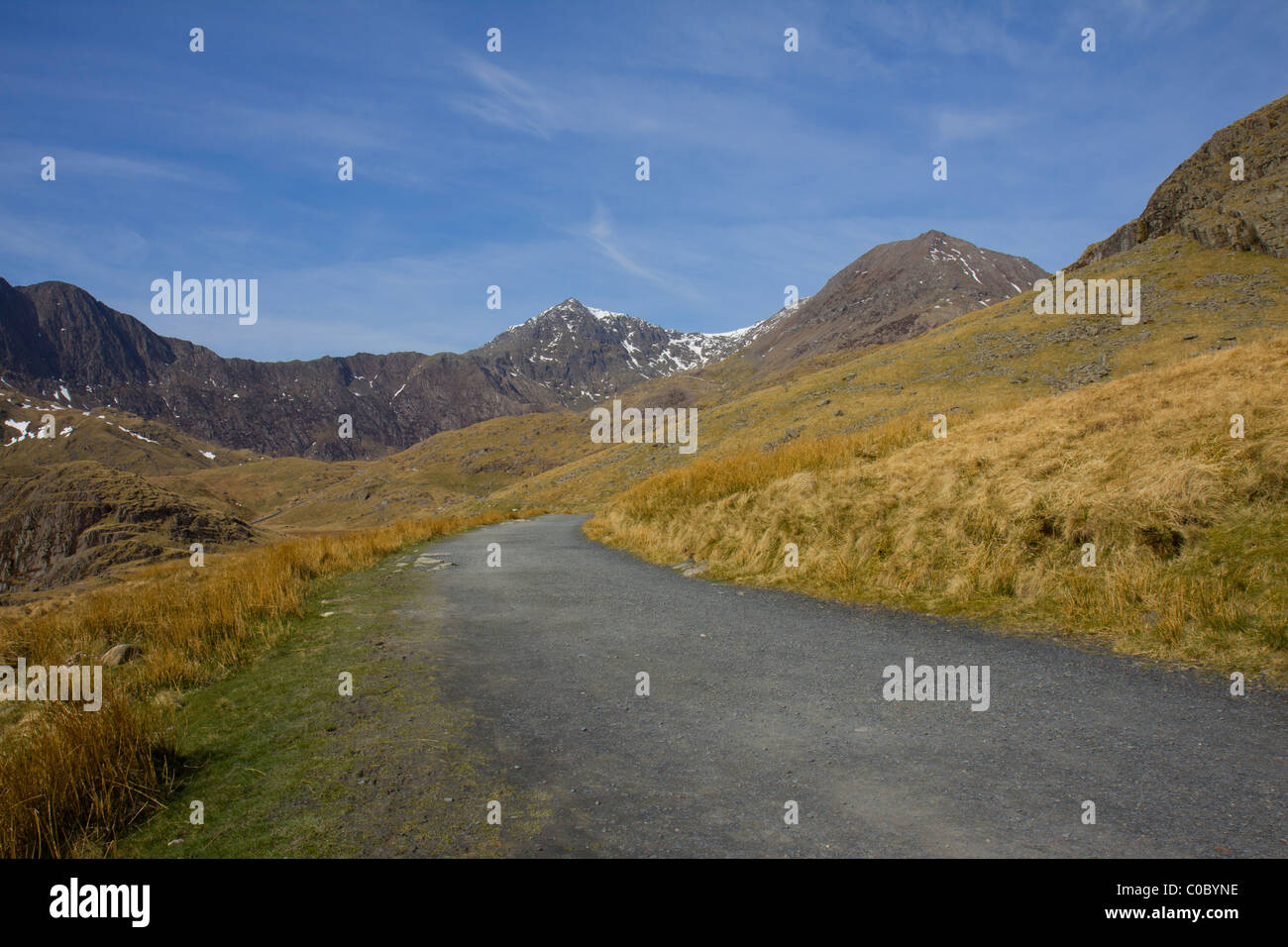 The miners track, one of the paths up to the summit of Mount Snowdon ...