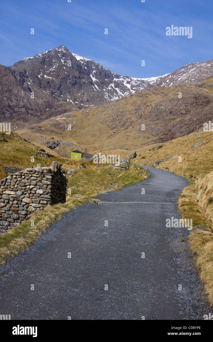 The miners track, one of the paths up to the summit of Mount Snowdon ...