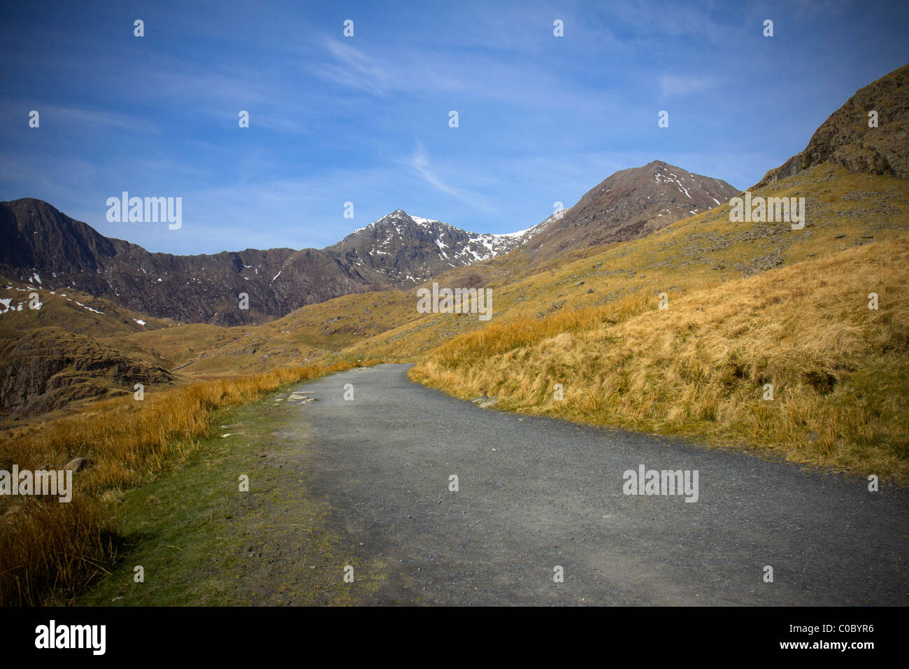 The miners track, one of the paths up to the summit of Mount Snowdon ...