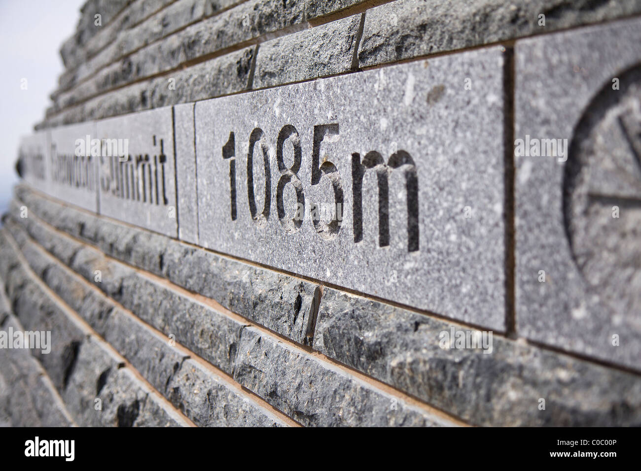 The outside Welsh slate wall of the Mount Snowdon summit cafe ...