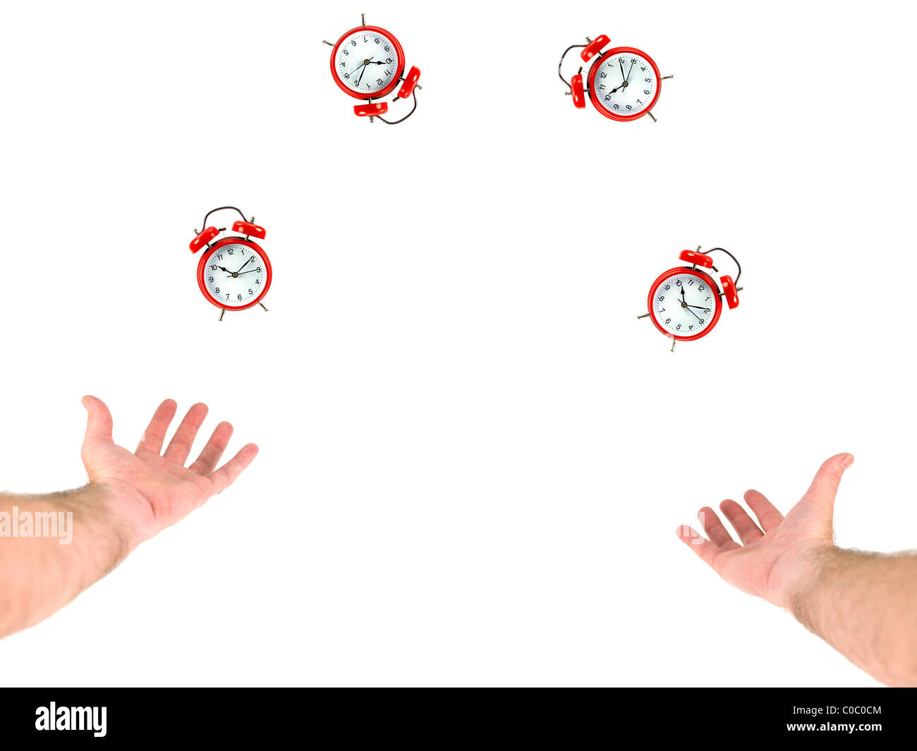 A person juggling time on a white background Stock Photo - Alamy