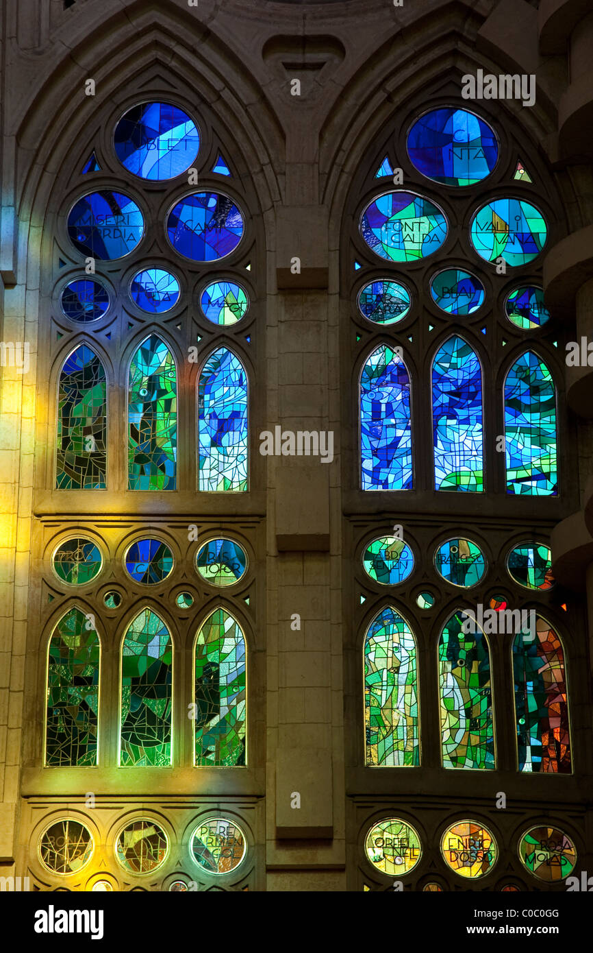 Stained Glass Windows in the Sagrada Familia Church designed by Gaudi ...