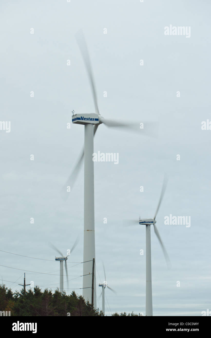 Windmills at a wind farm at North Cape, Prince Edward Island Stock ...