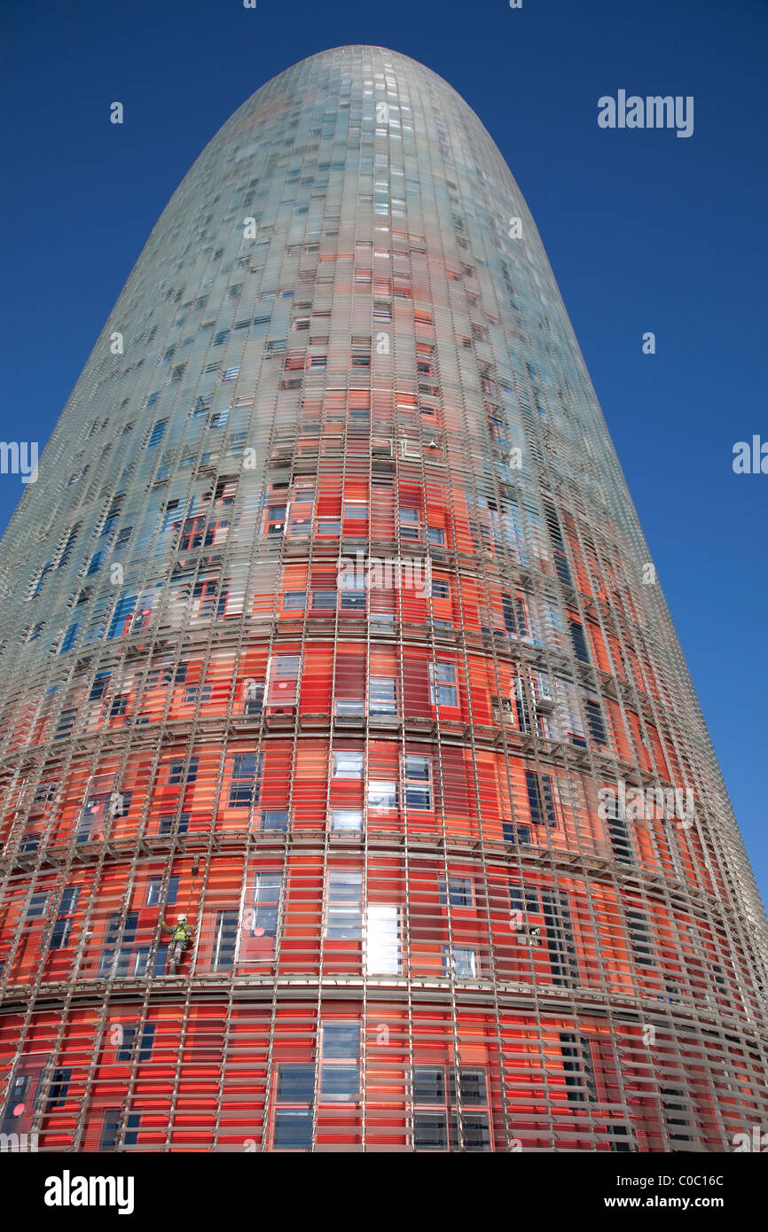 Close up of Torre Agbar Tower in Barcelona, Catalonia, Spain Stock ...