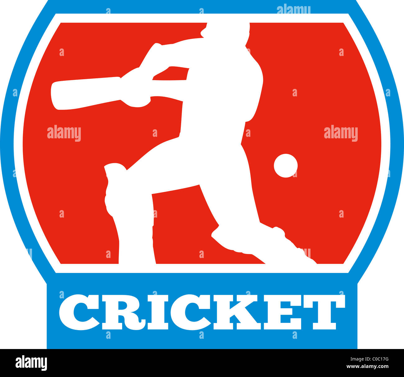 illustration of a cricket batsman silhouette batting front view ...