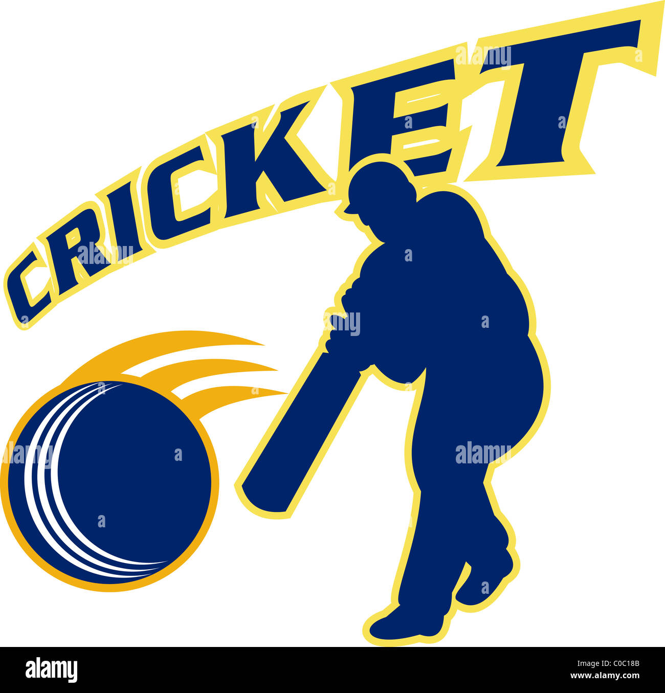 illustration of a cricket batsman batting front view woodcut retro ...