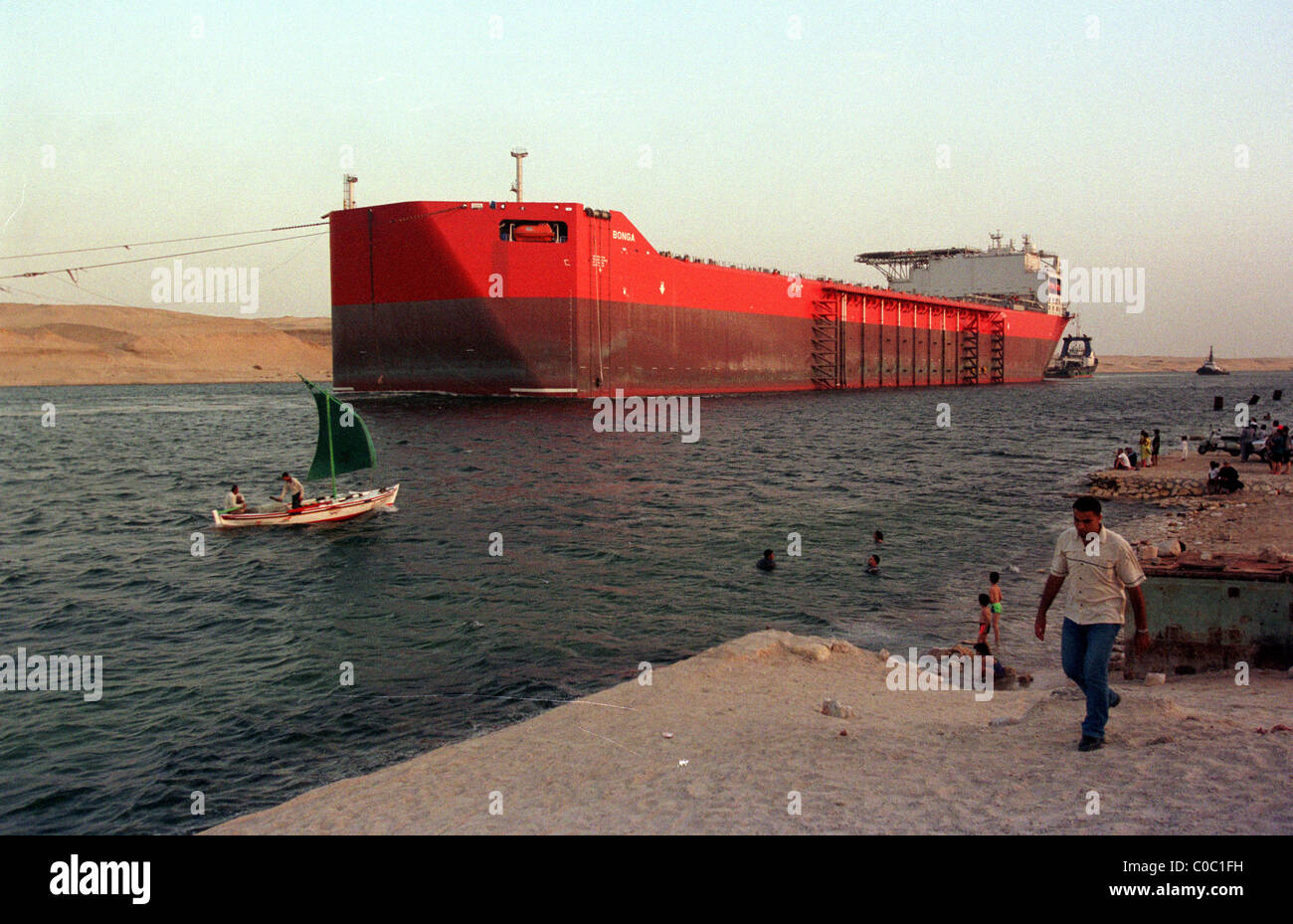 The Suez Canal, connecting the Red and Mediterranean seas, one of the ...