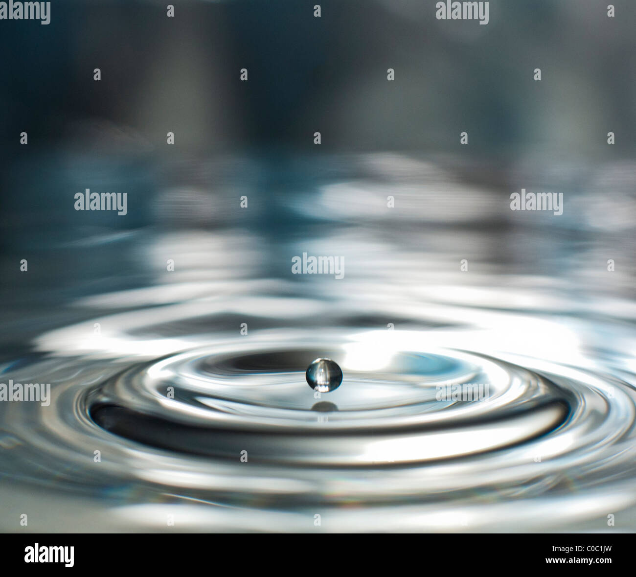 Round water droplet ringed with ripples Stock Photo - Alamy