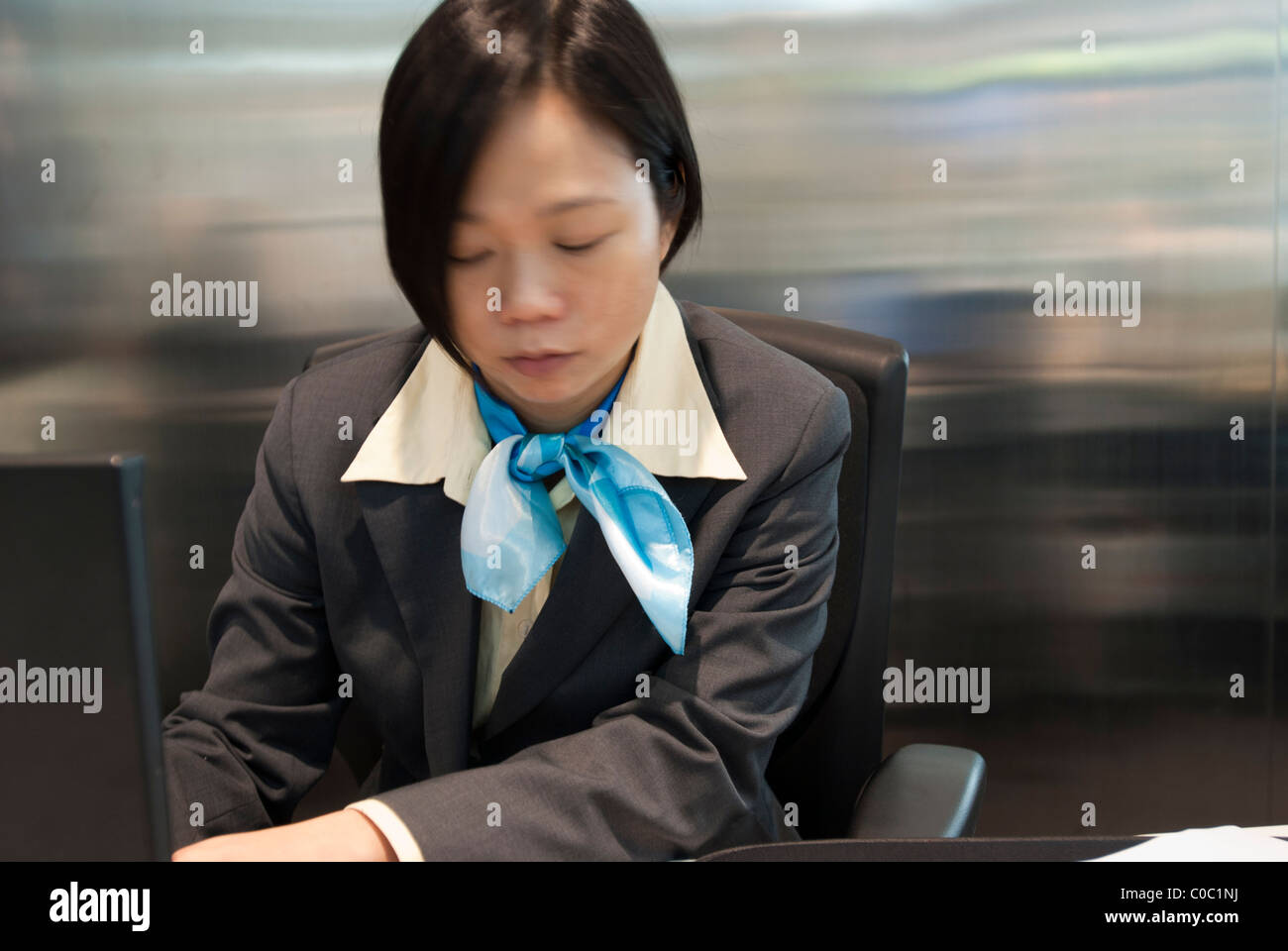 Woman working computer desk hi-res stock photography and images - Alamy