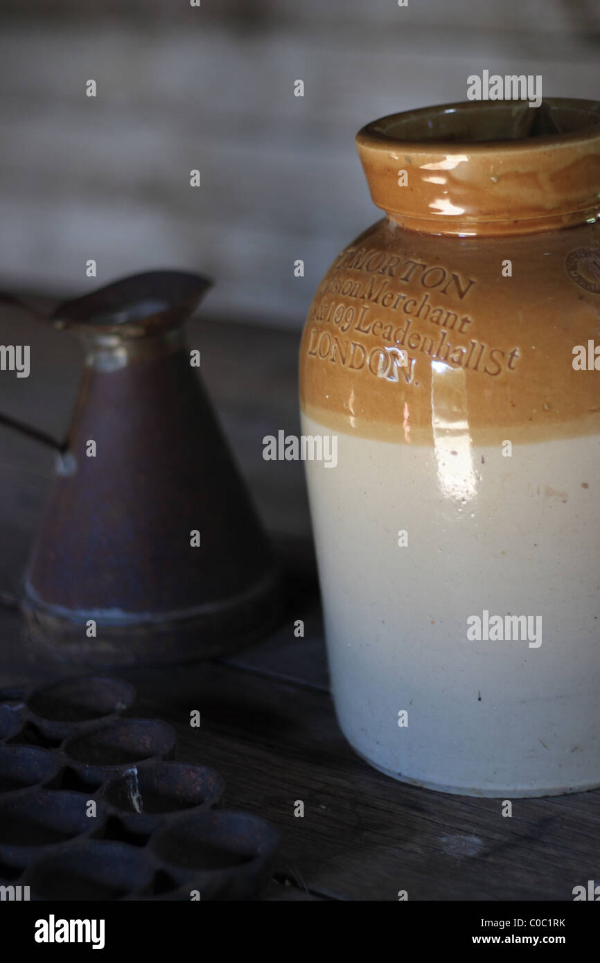 Antique cookware in old kitchen Stock Photo - Alamy