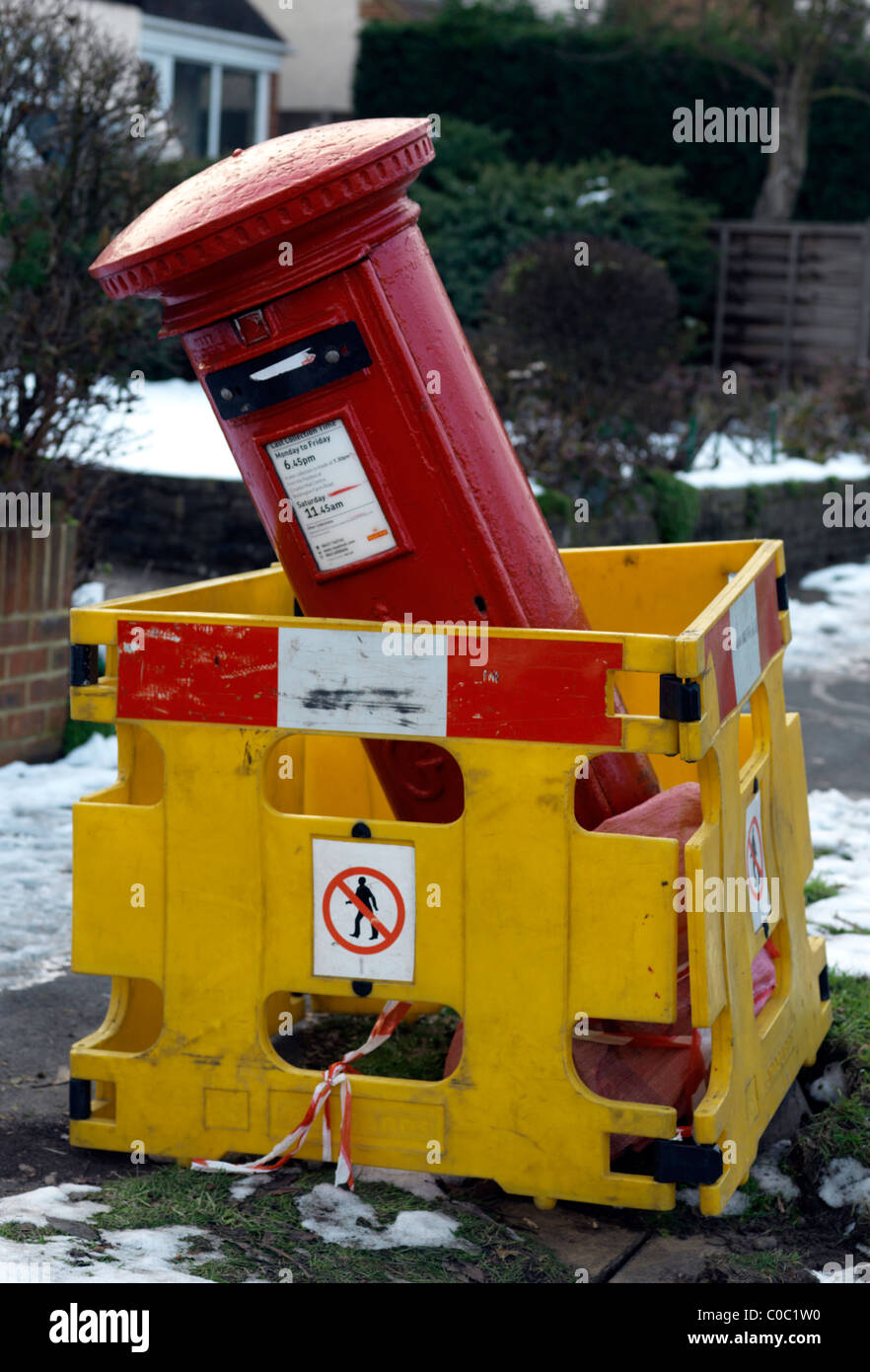 Royal Mail Post Box That Has Been Crashed Into In The Snow And Ice ...
