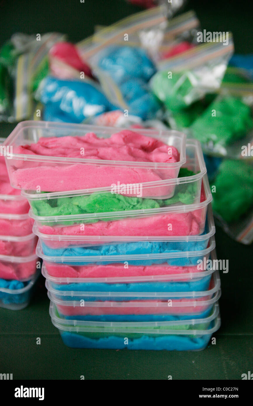 Stacks of play dough in containers Stock Photo - Alamy