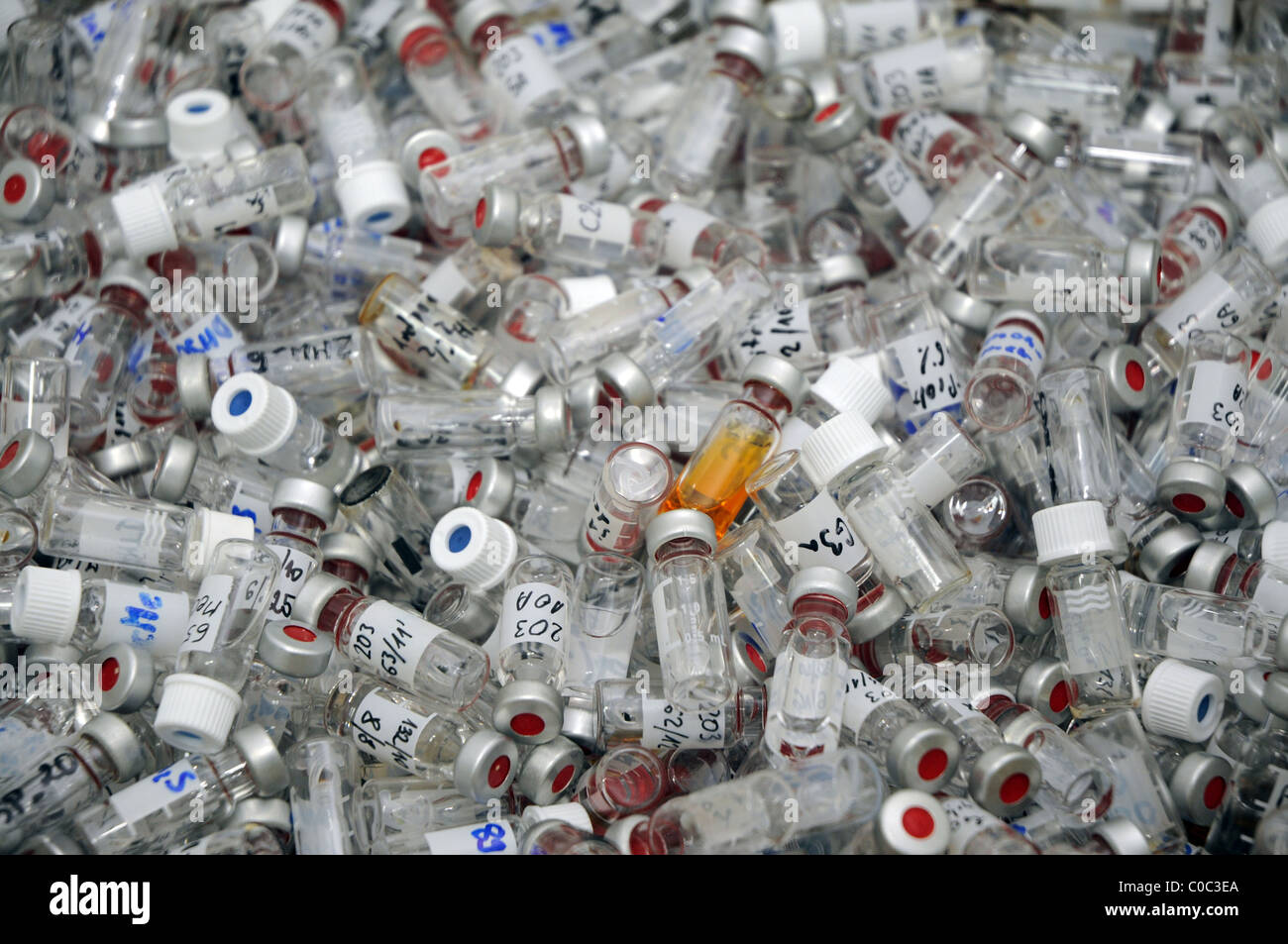 heap of waste sample vials in The Central Forensic Laboratory of the ...
