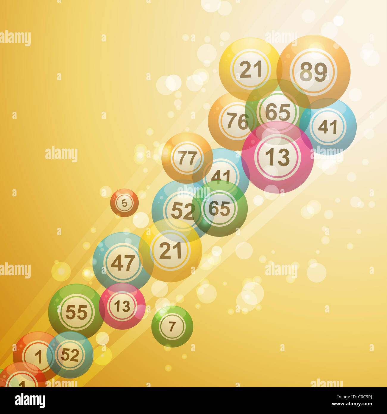 3D bingo balls shooting across a gold background with sparkles Stock ...