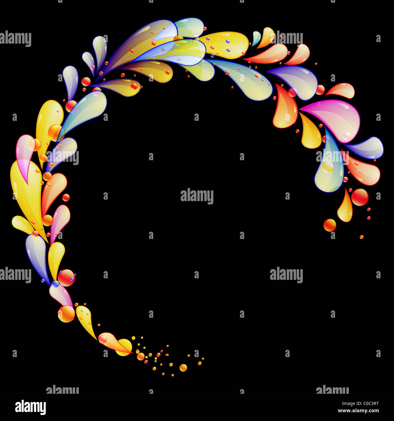 liquid lava splash border on a black background Stock Photo - Alamy