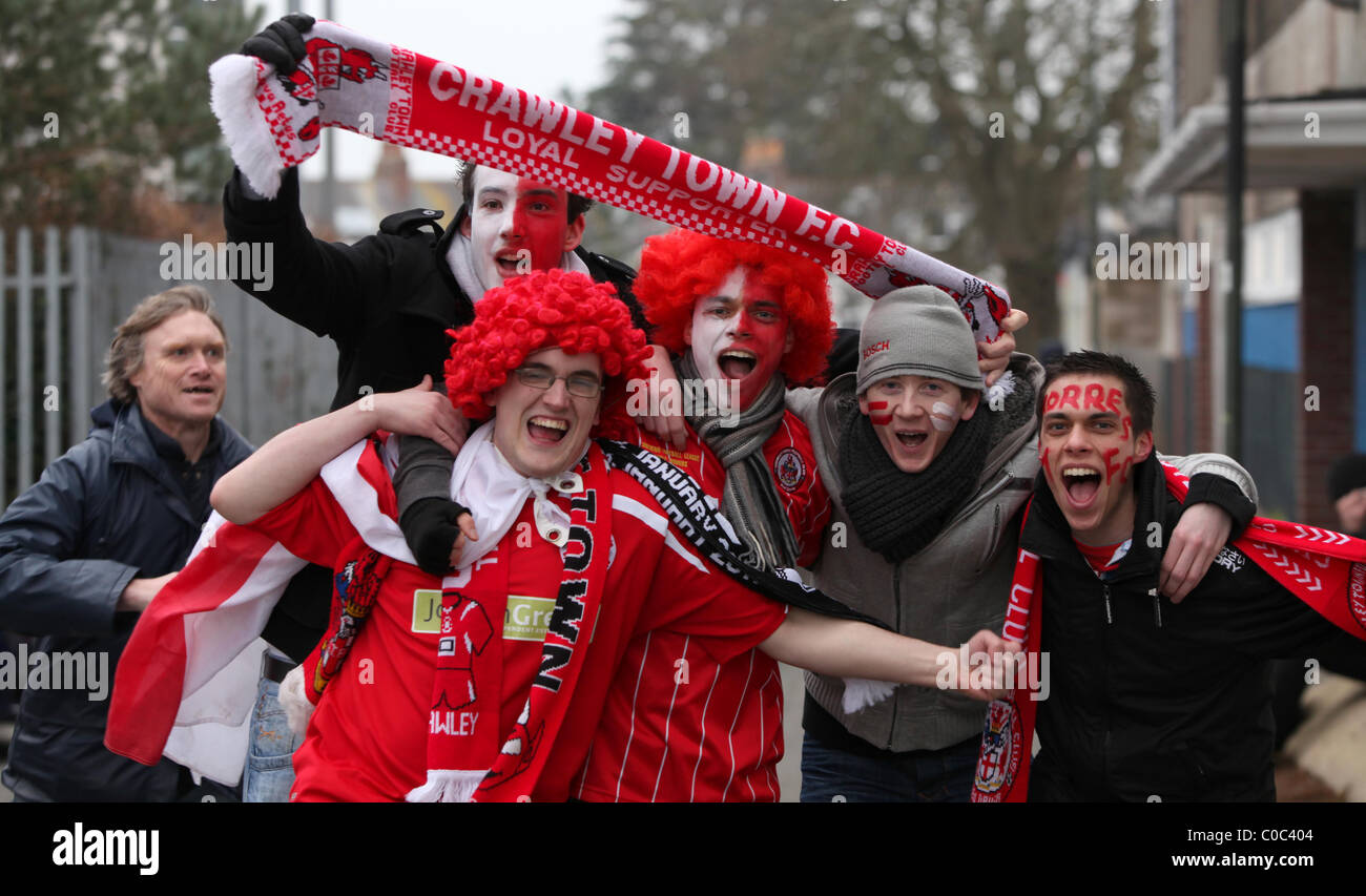 Crawley Town Football fans. Picture by James Boardman Stock Photo - Alamy