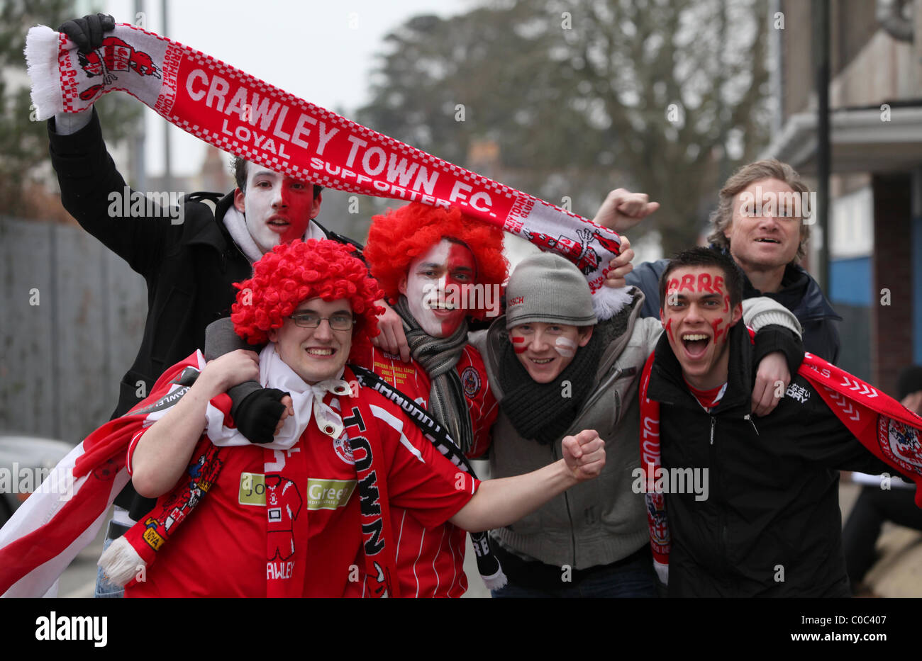 Crawley Town Football fans. Picture by James Boardman Stock Photo - Alamy