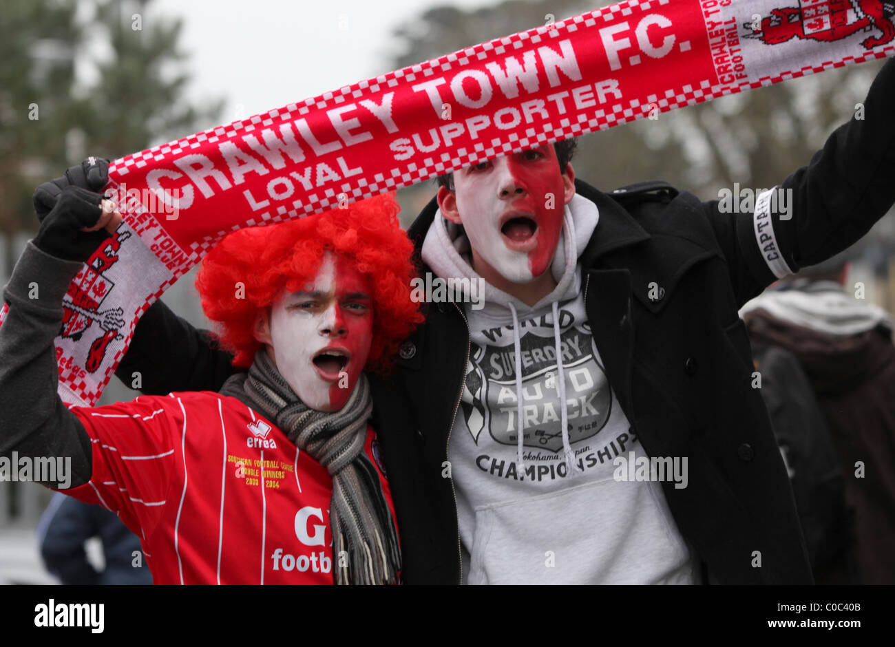 Crawley Town Football fans. Picture by James Boardman Stock Photo - Alamy