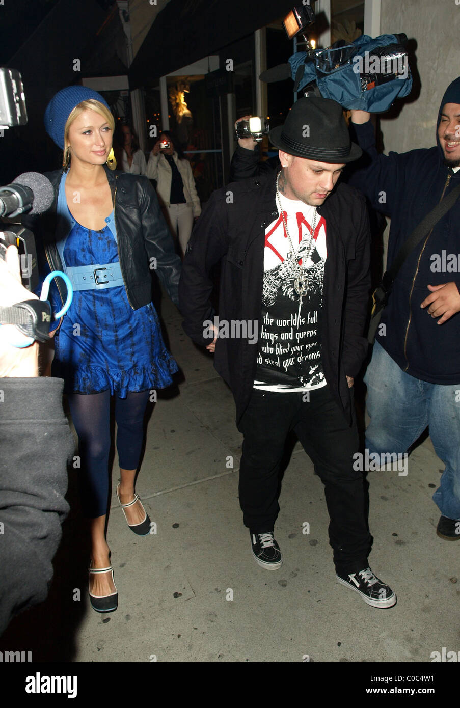 Paris Hilton and boyfriend Benji Madden arriving at Villa Lounge ...