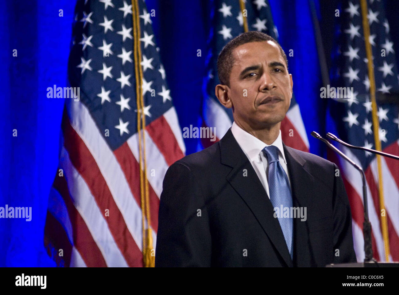 Senator Barack Obama speaking at the National Constitution center on ...