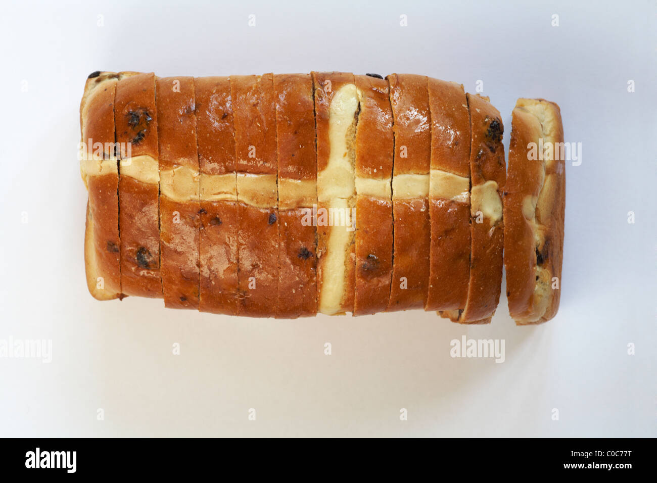 Hot Cross Bun Loaf bread ready for Easter isolated on white background ...