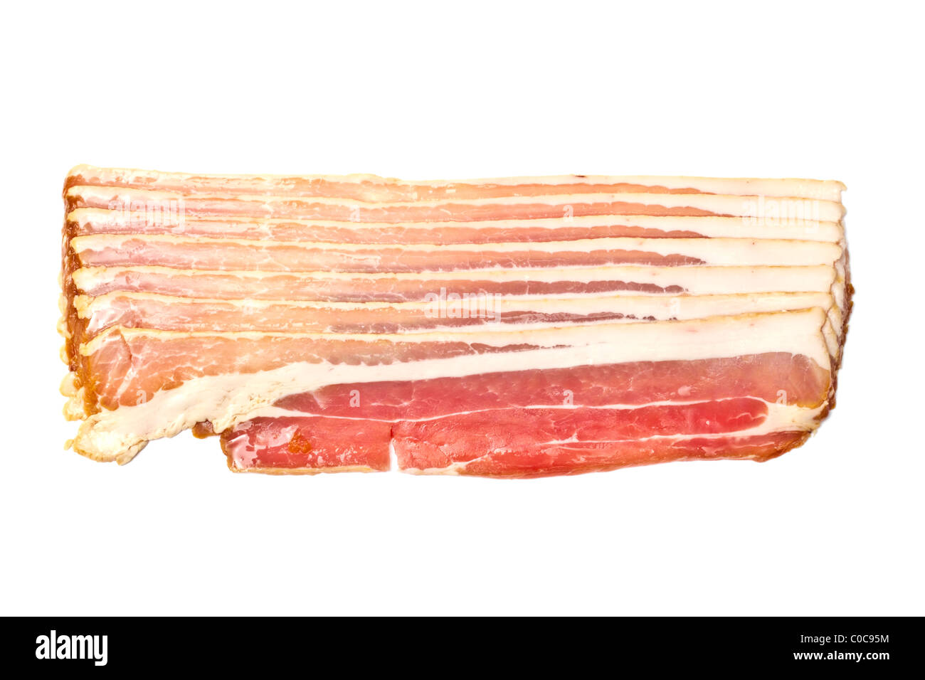 Fresh sliced bacon isolated on white background Stock Photo - Alamy