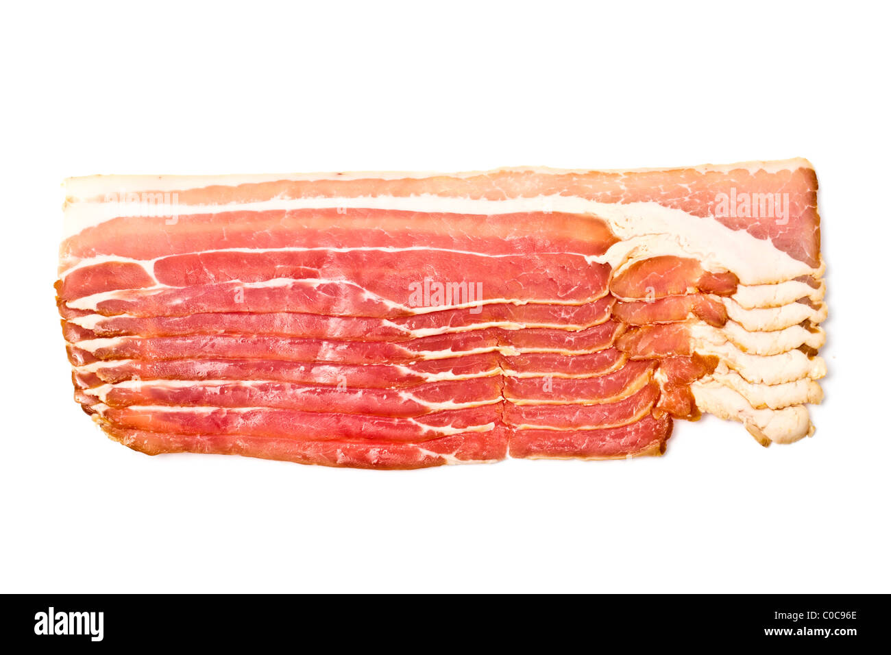 Fresh sliced bacon isolated on white background Stock Photo - Alamy