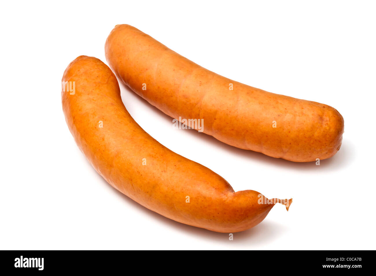 Two sausages isolated on white background Stock Photo - Alamy