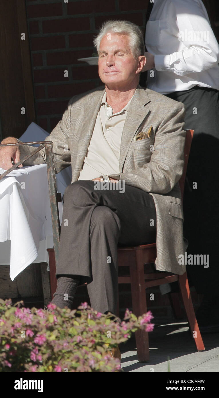 George Hamilton has lunch at La Scala restaurant in Beverly Hills. His ...