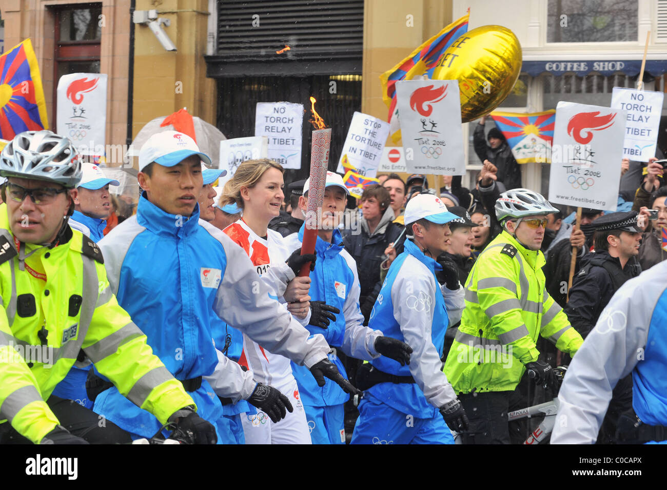 Kirsty McWilliam hold the torch during the Beijing 2008 Olympic Torch ...