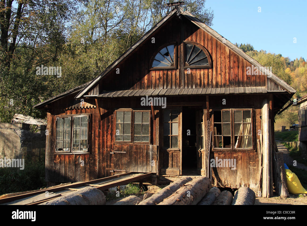 Old wooden sawmill in Ujsoly Village, Beskidy Mountains, Poland Stock ...