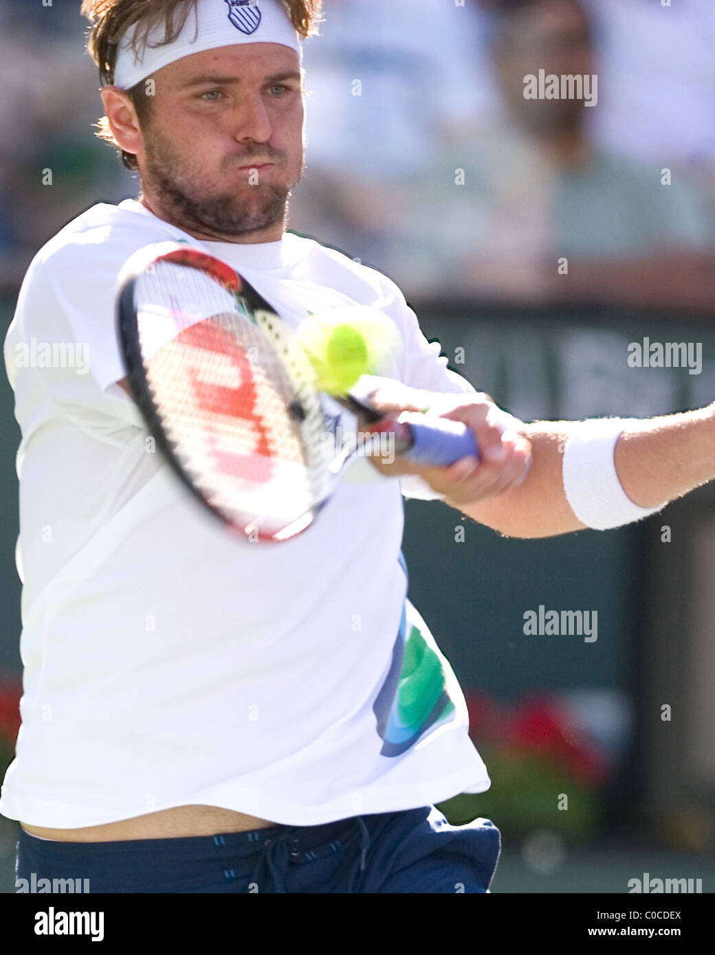 Mardy Fish plays Roger Federer Pacific Life Open Tennis Tournament ...