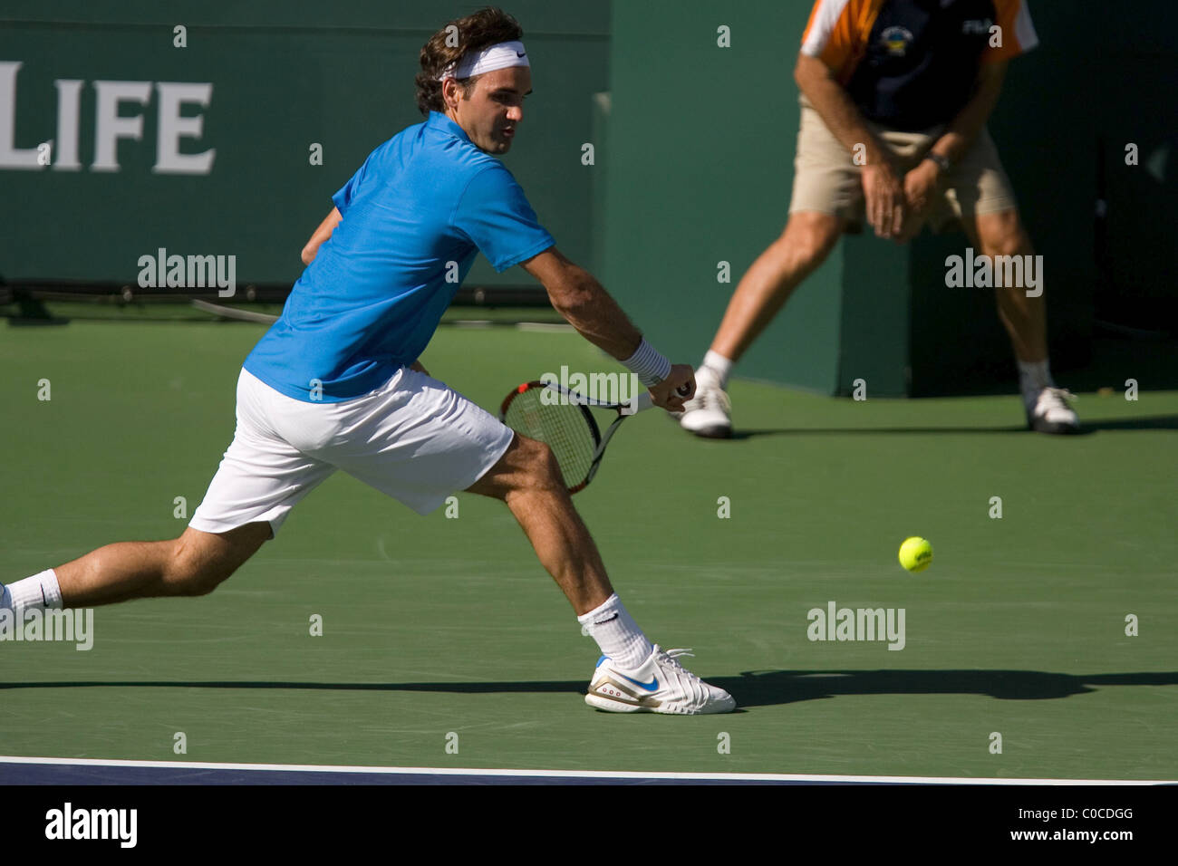 Mardy Fish plays Roger Federer Pacific Life Open Tennis Tournament ...