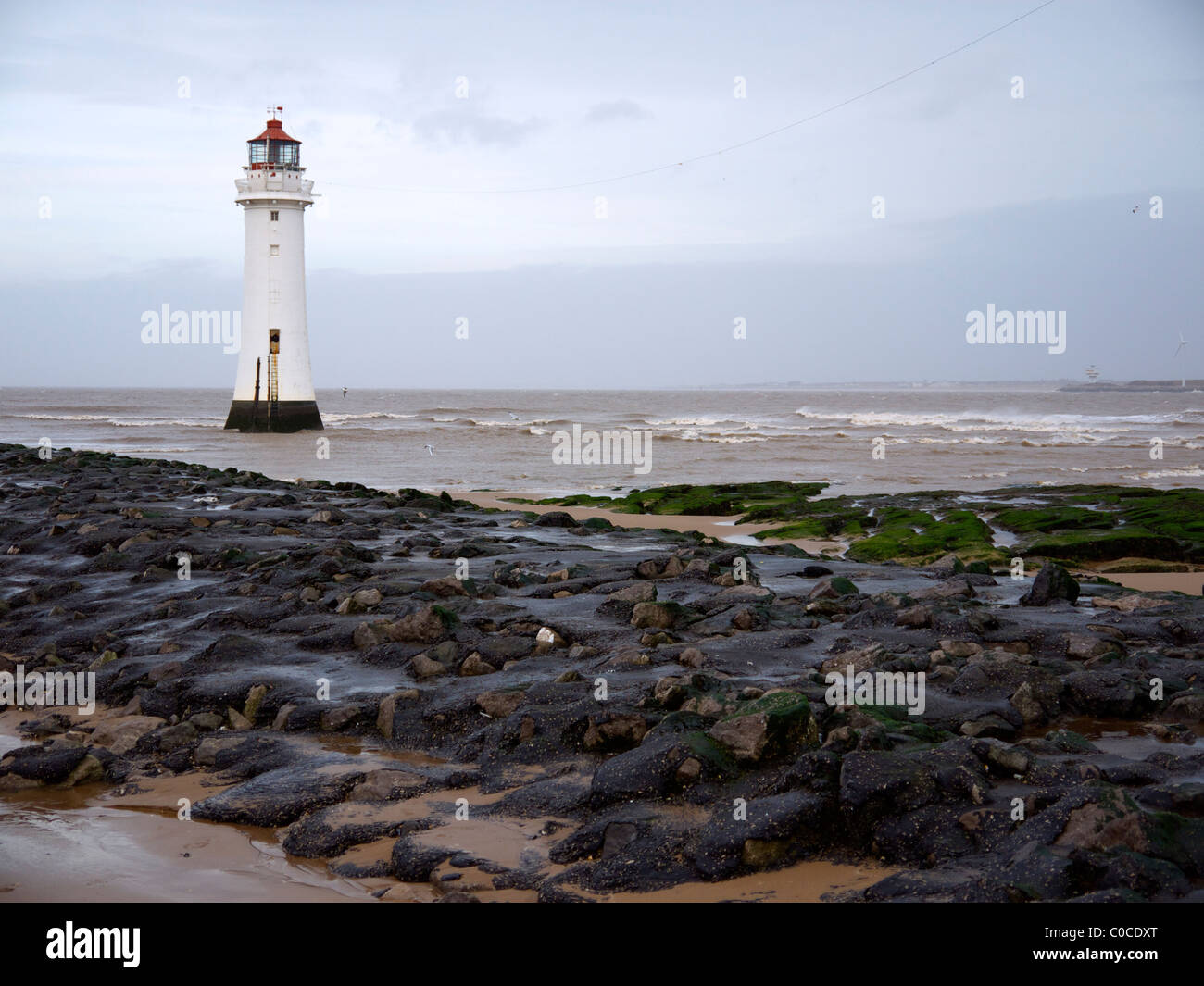 Lighthouse on the coast of Liverpool Stock Photo - Alamy