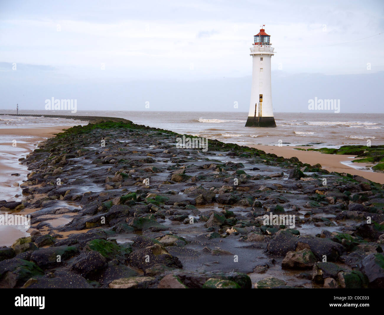 Lighthouse on the coast of Liverpool Stock Photo - Alamy