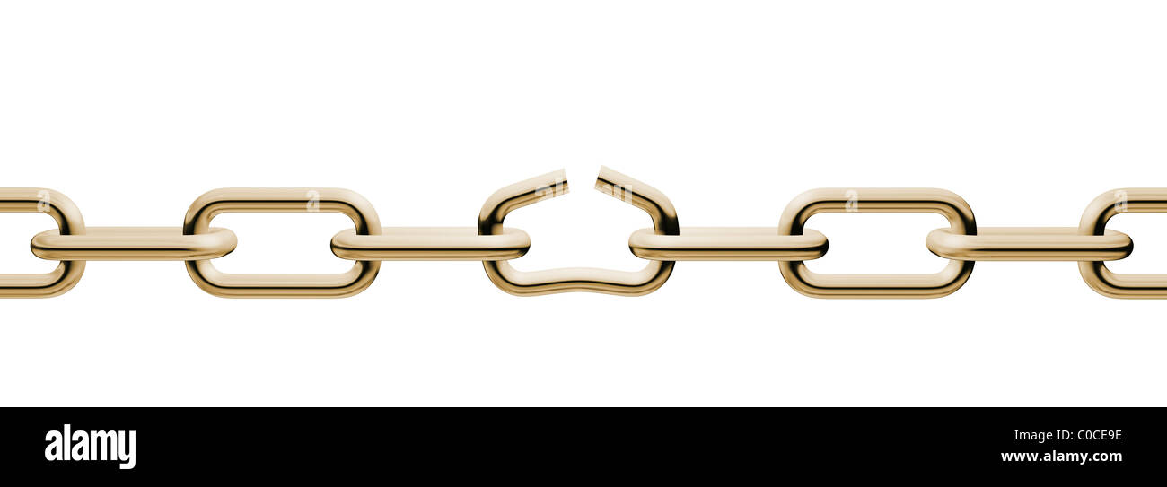 Gold unlink chain. Isolated on white background Stock Photo - Alamy