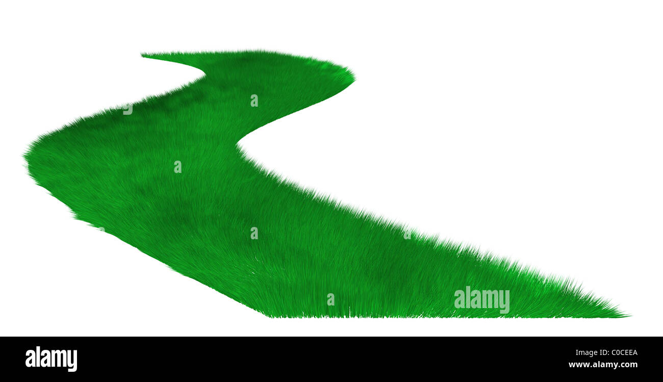 Grass lawn.Curve,perspective view. It is isolated on a white background ...