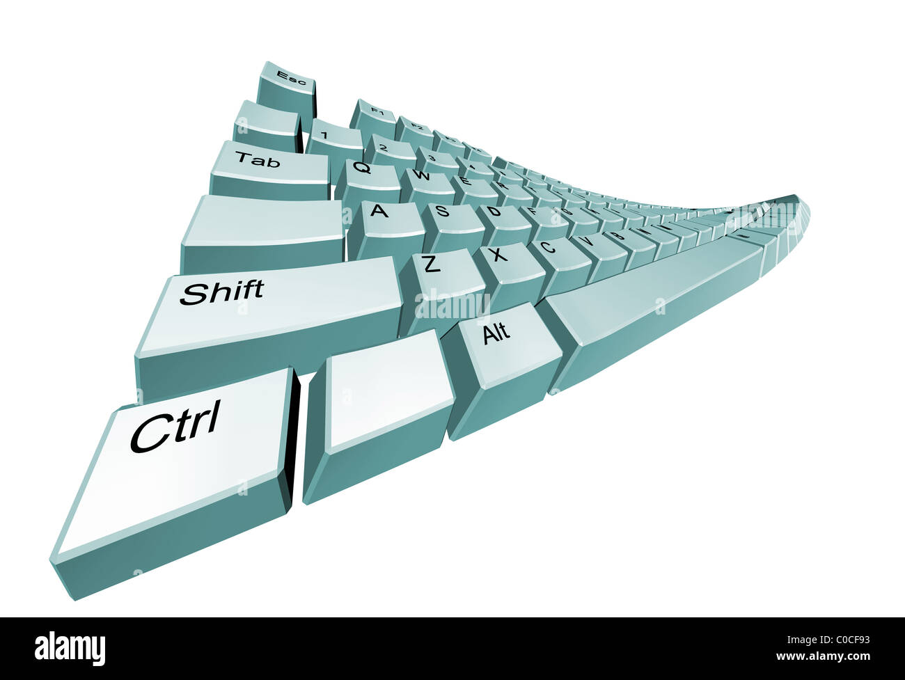 The bent computer keyboard. It is isolated on a white background Stock ...