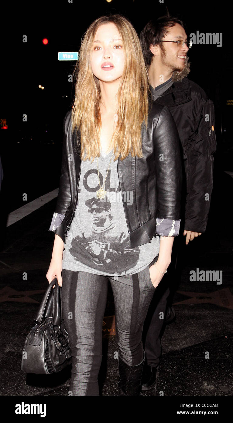 Devon Aoki outside Katsuya Restaurant, with her brother. Los Angeles ...