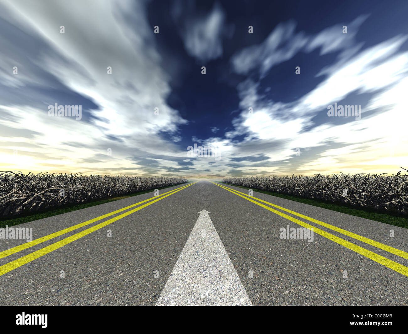 road marking arrow. White arrow at detailed texture asphalt Stock Photo ...