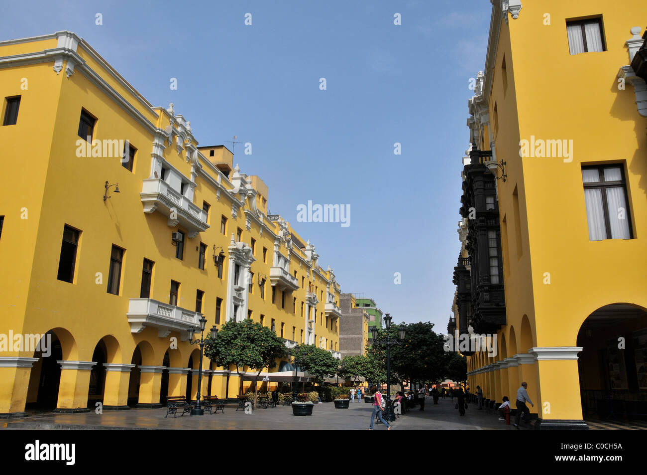 colonial buildings plaza Mayor Lima Peru South America Stock Photo - Alamy