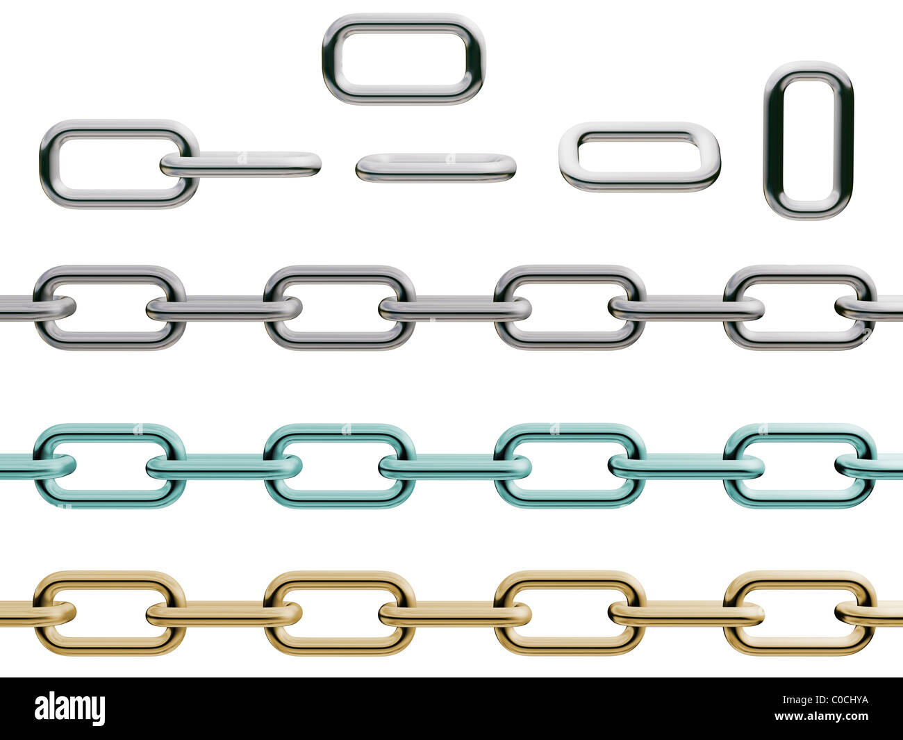 Set detailed chain. Isolated on white background Stock Photo - Alamy