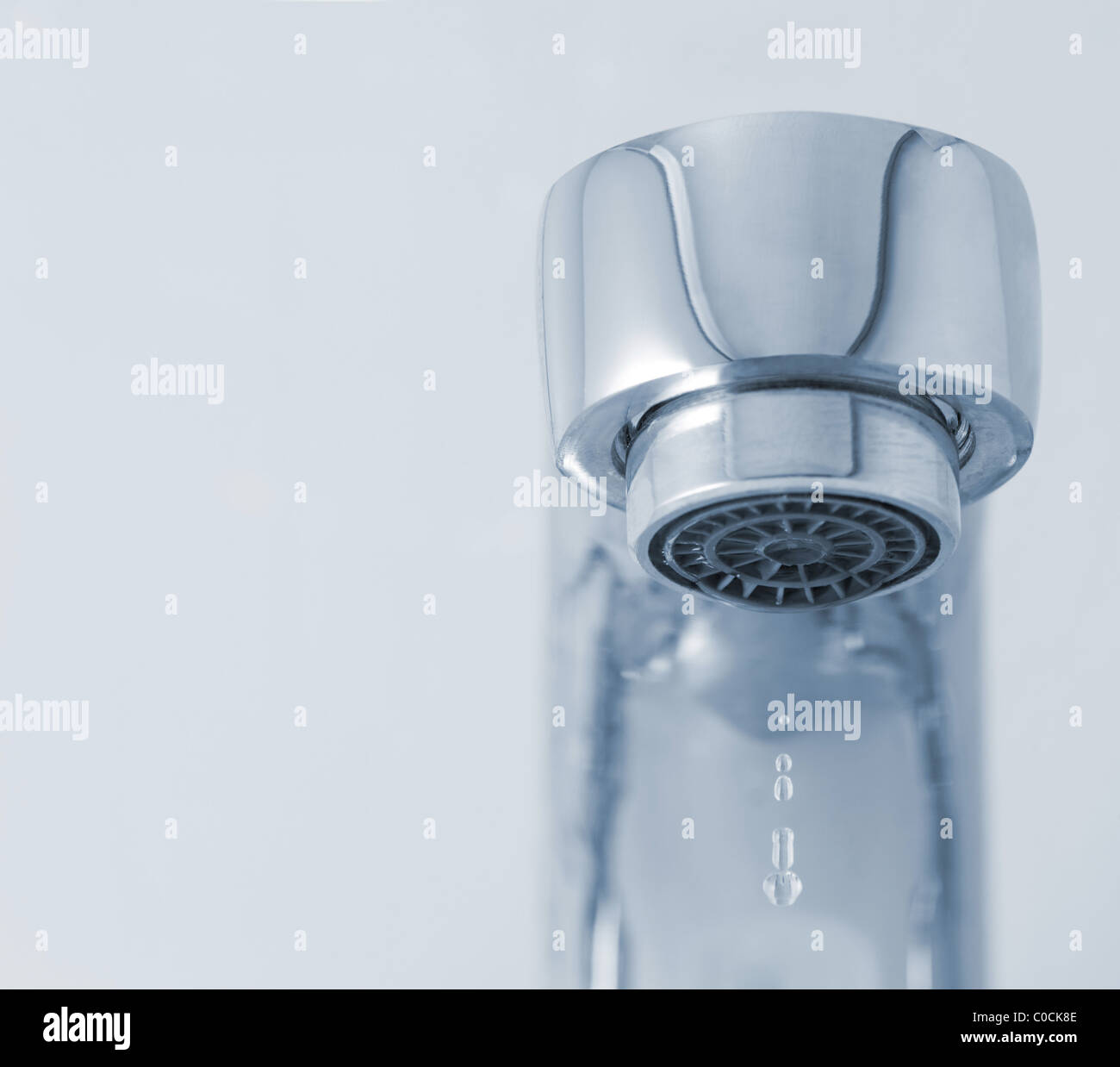 tap with drop water. Cold toned image. Closeup Stock Photo - Alamy