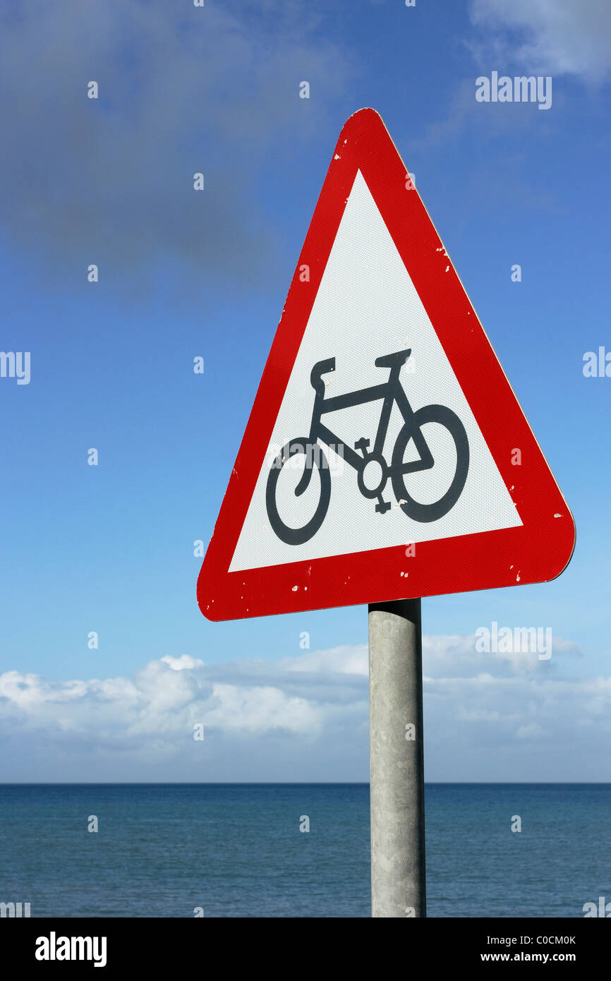 A seaside cycle track sign Stock Photo - Alamy