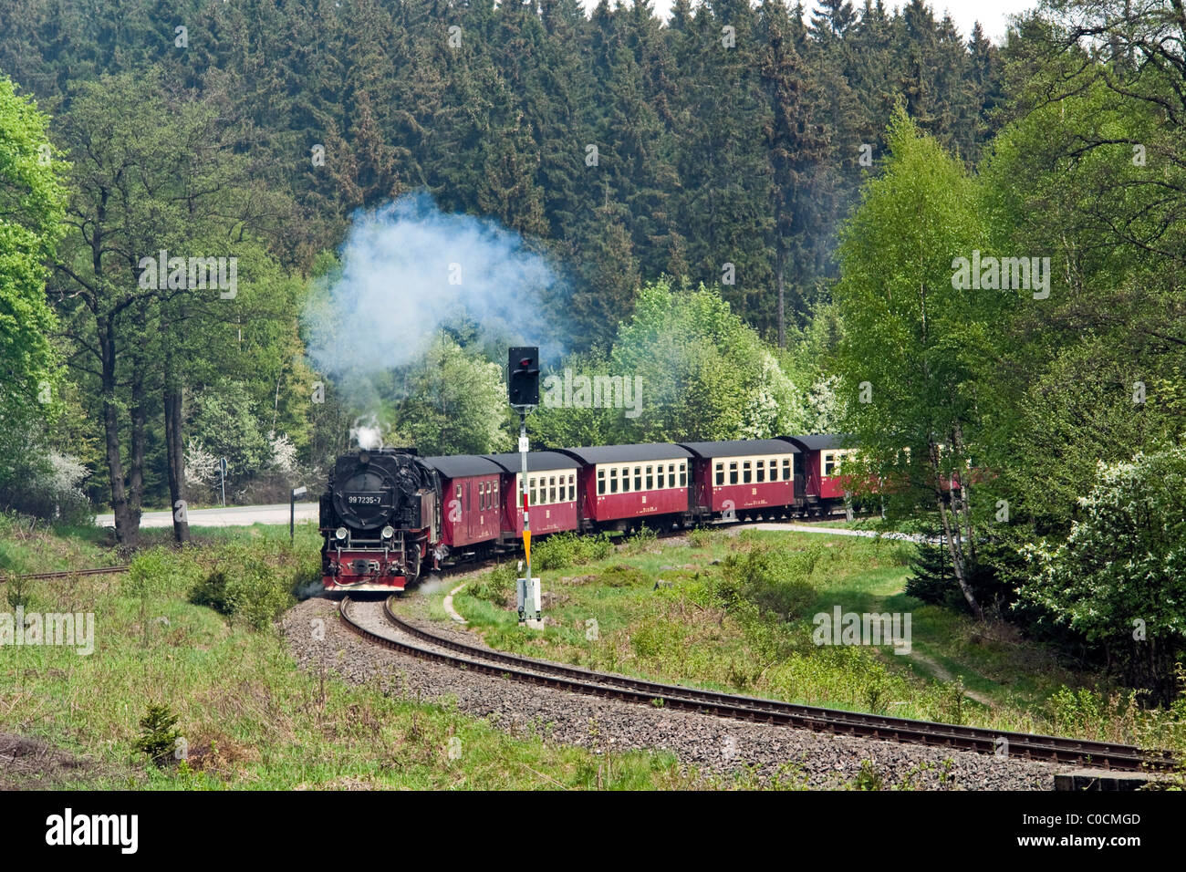 Harzer Schmalspurbahnen Steam train for Nordhausen leaving Drei Annen ...