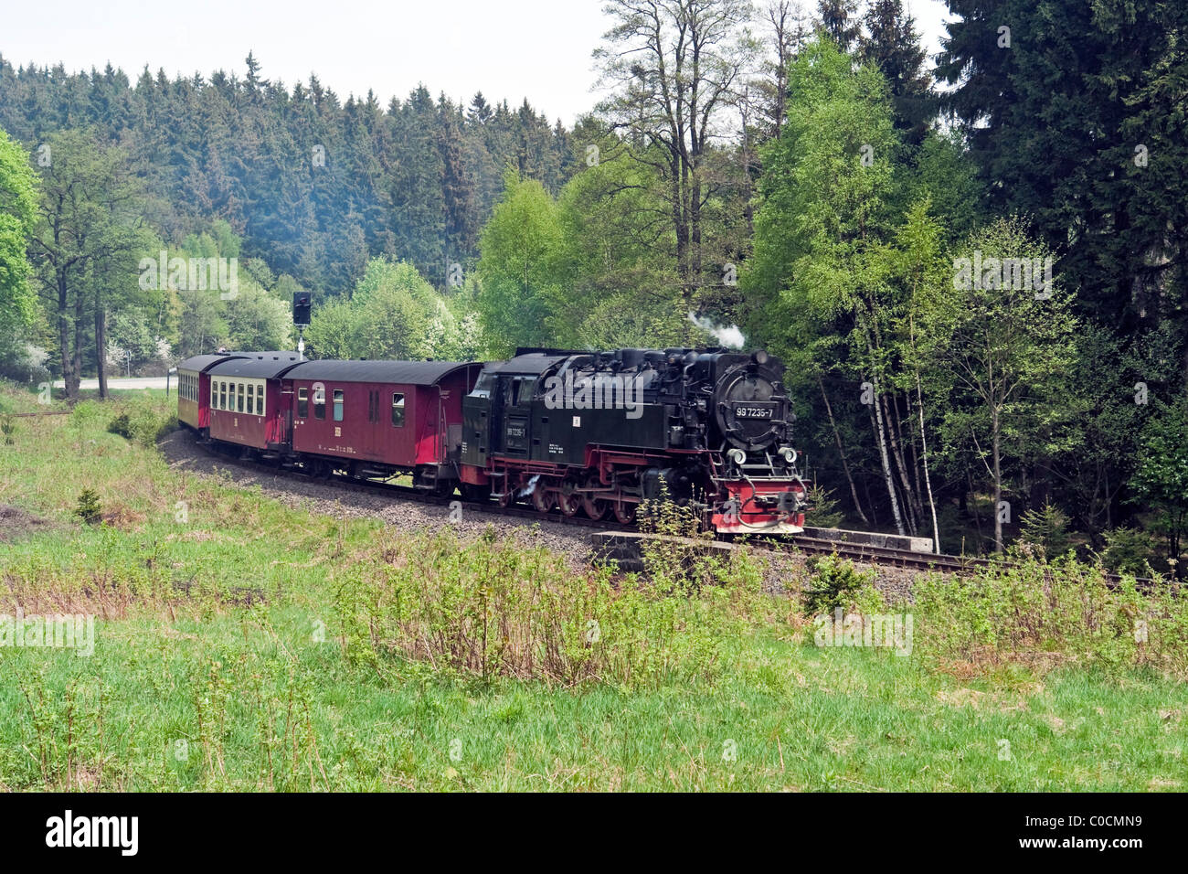 Harzer Schmalspurbahnen Steam train for Nordhausen leaving Drei Annen ...