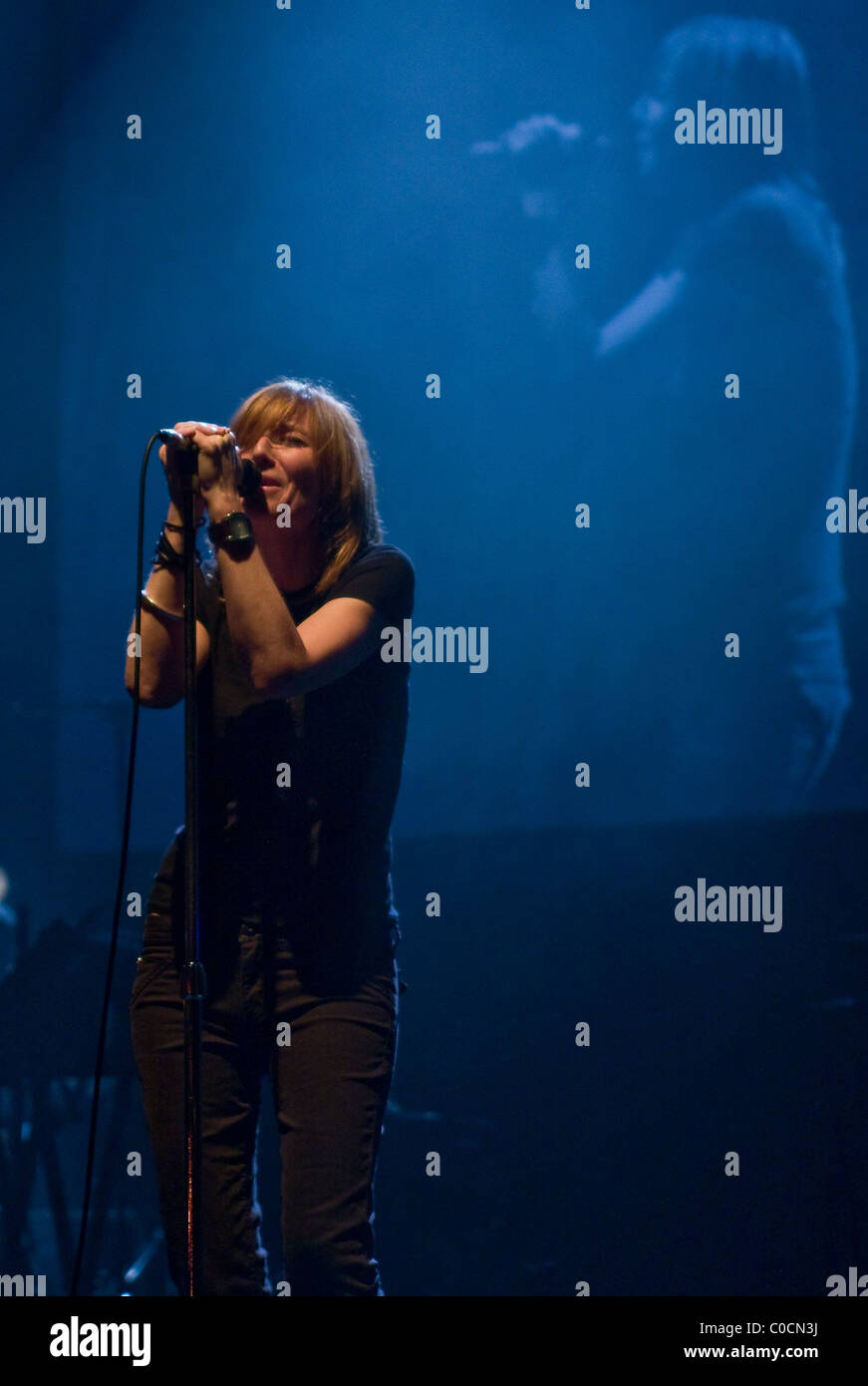 Beth Gibbons of Portishead performing at the Hammersmith Apollo London ...