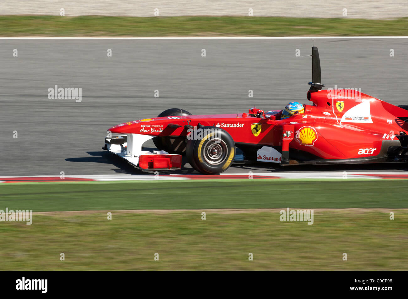 Fernando Alonso drives for the Ferrari team during testing at the ...